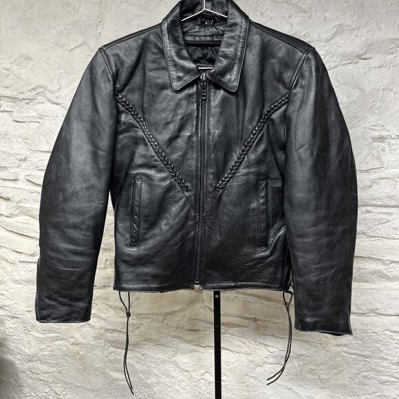 Unik | Jackets & Coats | Unik Leather Jacket Womens Motorcycle Braided ...